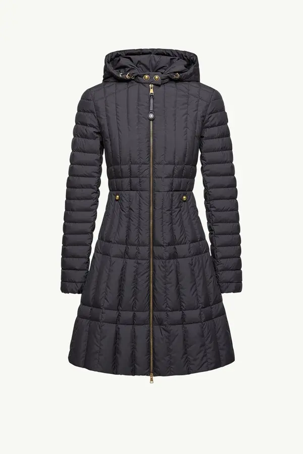 Moncler Menthelong Vertical-quilted Hooded Down Jacket