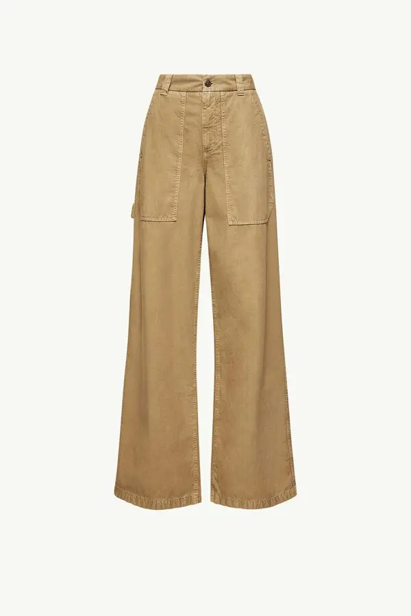 Moncler Cotton Wide Leg Pants - Beige