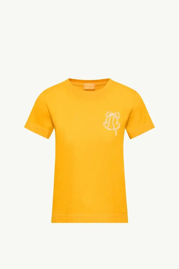 Moncler Embroidered Logo Cotton T-shirt - Yellow