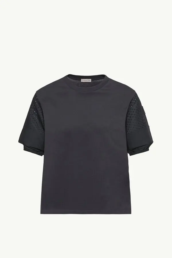 Moncler Cotton Jersey San Gallo T-shirt With Balloon Sleeves - Blue