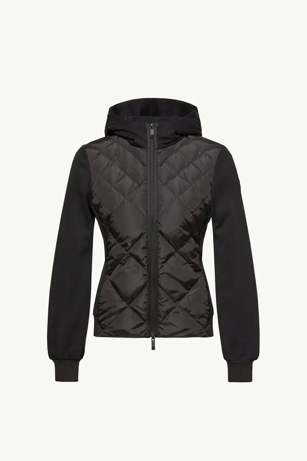 Moncler Cotton Fleece Padded Zip-up Hoodie - Black