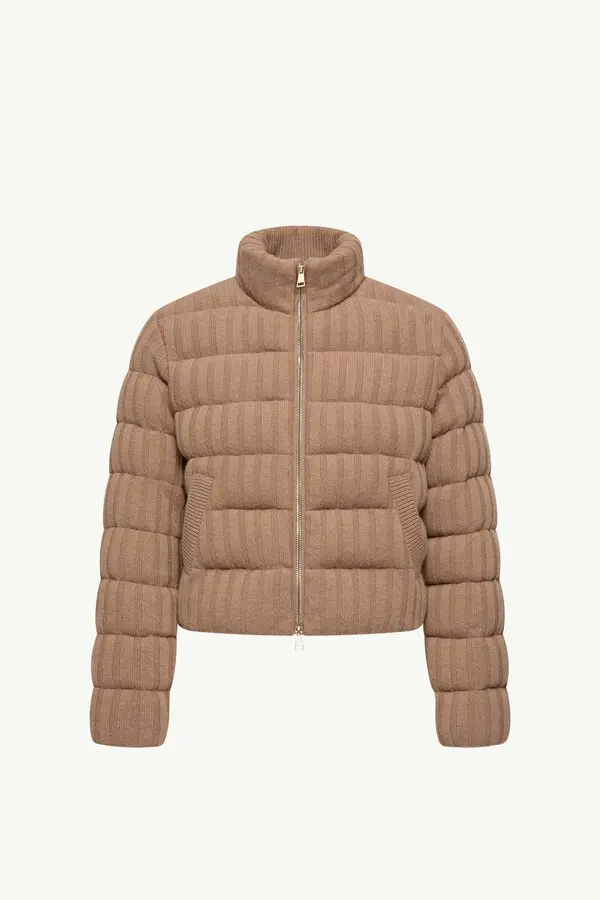 Moncler Wool & Cashmere Blend Padded Cardigan - Beige