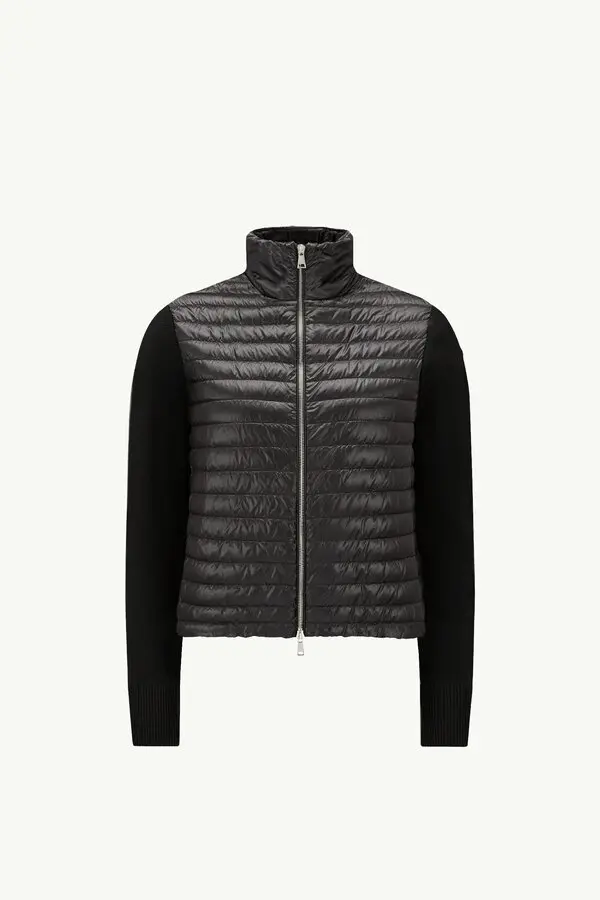 Moncler Padded Wool Zip-up Cardigan - Black