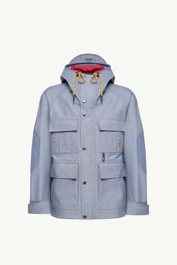 Moncler Ajaccio Chambray Hooded Field Jacket - Blue
