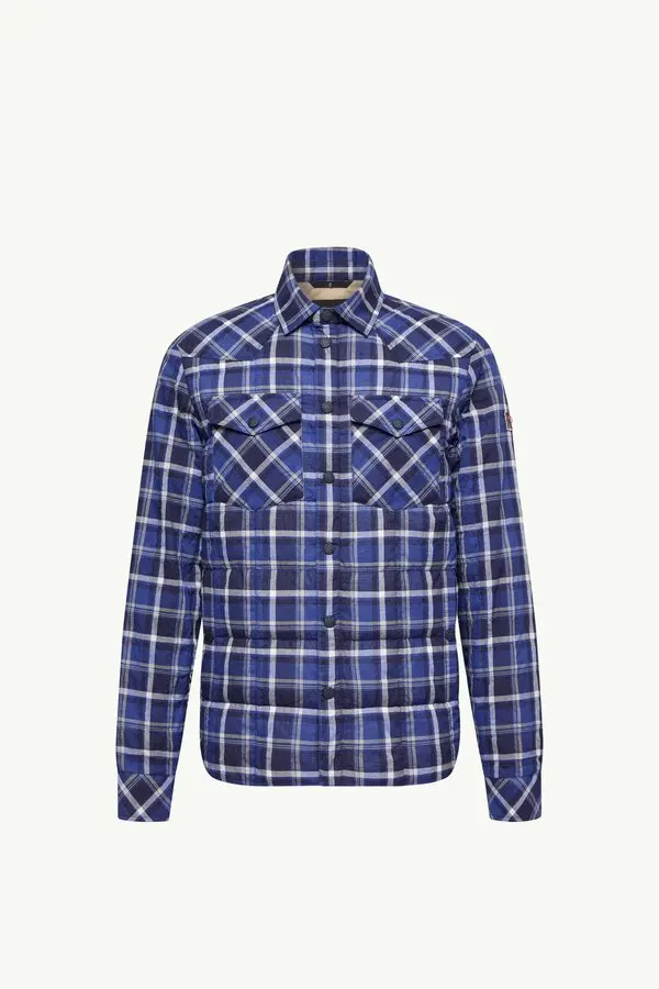 Moncler Gelt Check Cotton Blend Down Shirt Jacket