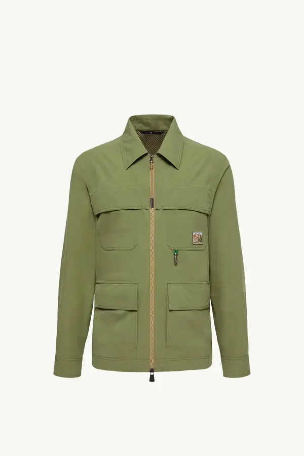 Moncler Taffeta Shirt Jacket With Water-repellent Finish - Green