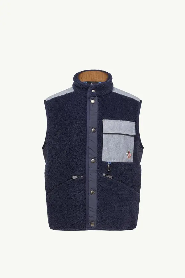 Moncler Teddy & Chambray Vest - Blue