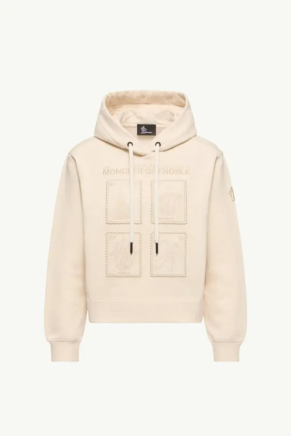 Moncler Botanical Patches Cotton Hoodie - White