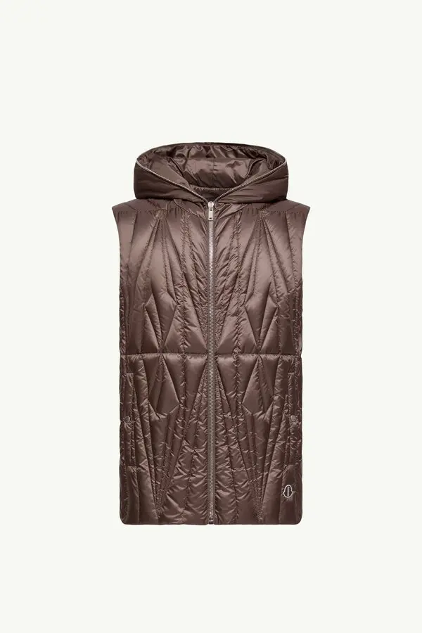 MONCLER + RICK OWENS X Rick Owens Geocamo Ziplock Hooded Down Vest - Brown