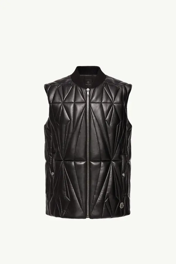 MONCLER + RICK OWENS Geocamo Flight Nappa Leather Vest - Black
