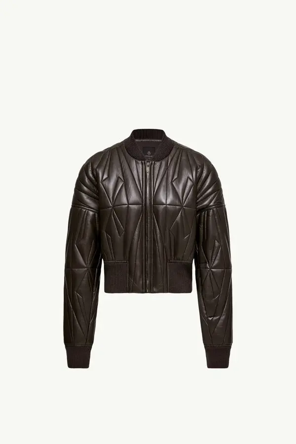 MONCLER + RICK OWENS Geocamo Nappa Leather Bomber Jacket - Brown