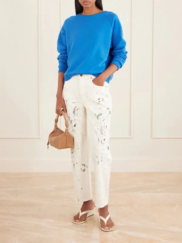 JAMIE HALLER The Slouch Paint-splattered Low-rise Boyfriend Jeans