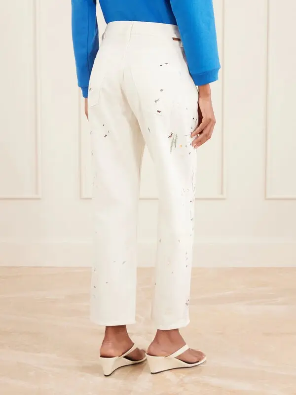JAMIE HALLER The Slouch Paint-splattered Low-rise Boyfriend Jeans