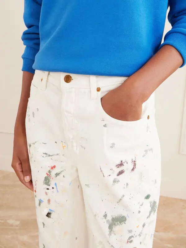 JAMIE HALLER The Slouch Paint-splattered Low-rise Boyfriend Jeans
