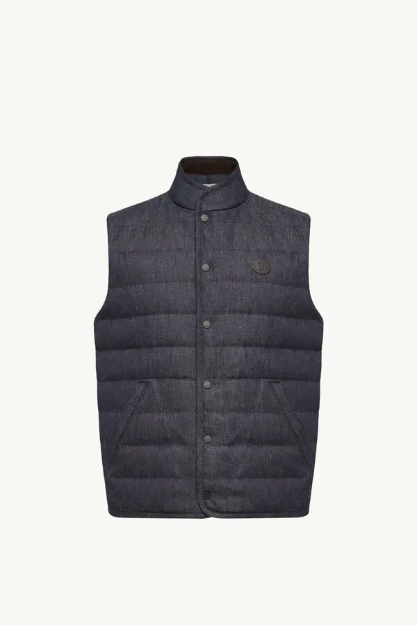 Moncler Liorane Denim Down Vest - Blue
