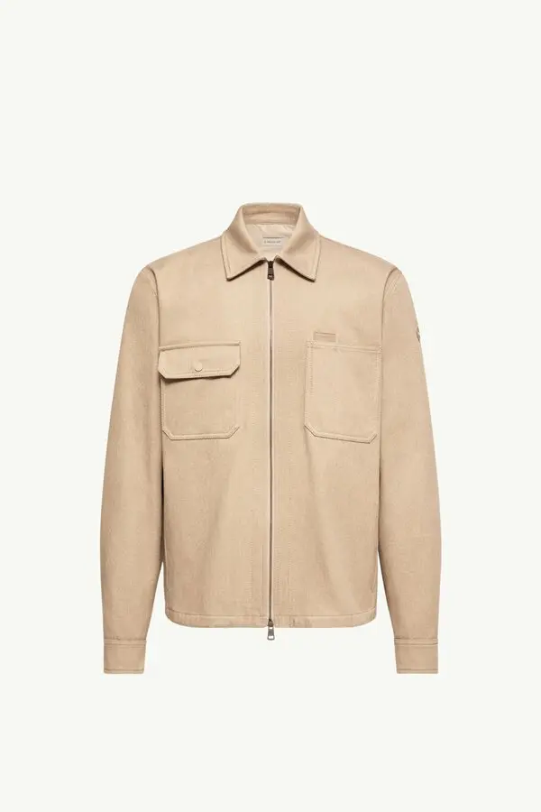 Moncler Leather Logo Cotton Shirt Jacket
