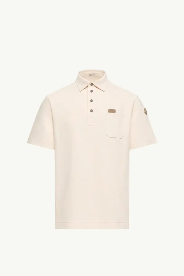 Moncler Leather Logo Tag Cotton Polo Shirt