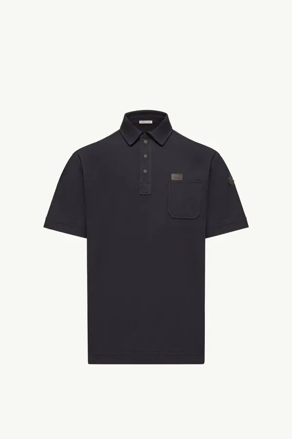Moncler Leather Logo Tag Cotton Polo Shirt