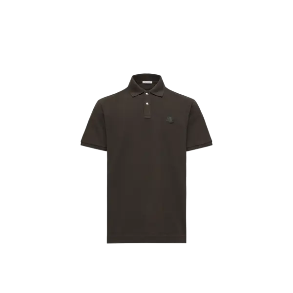 Moncler Logo Patch Cotton Piquet Polo Shirt - Green