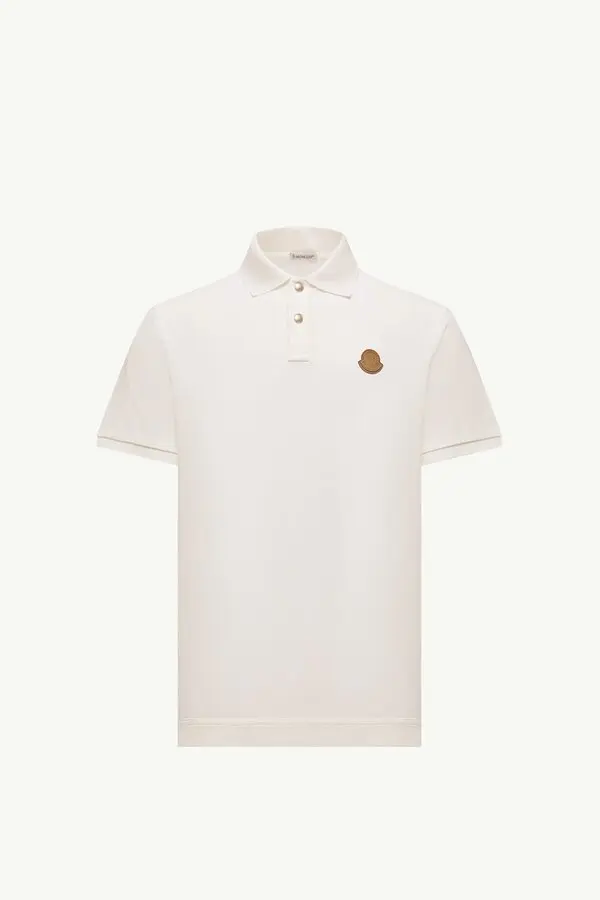 Moncler Logo Patch Cotton Piquet Polo Shirt - White