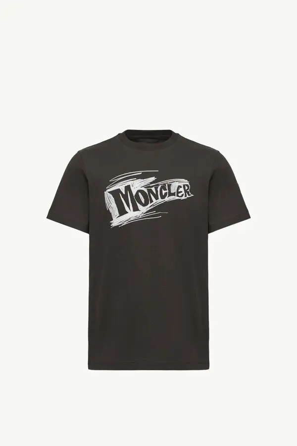 Moncler Sketch Logo Cotton T-shirt - Black