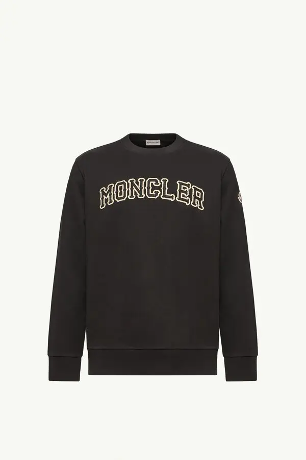Moncler Cotton Fleece Logo Sweatshirt - Black
