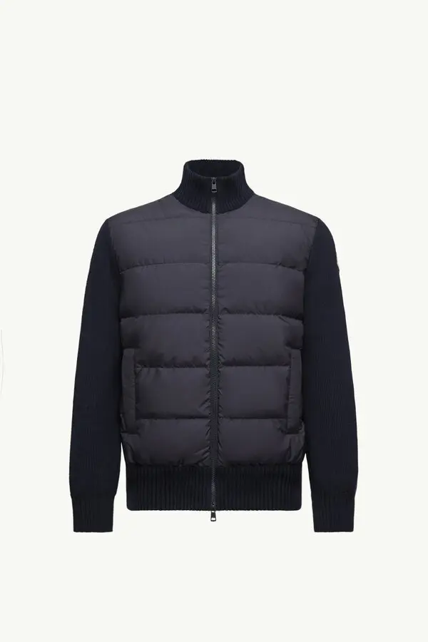 Moncler Padded Wool Zip-up Cardigan - Blue