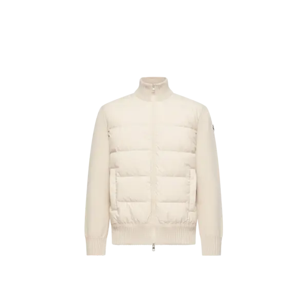 Moncler Padded Wool Zip-up Cardigan - Beige