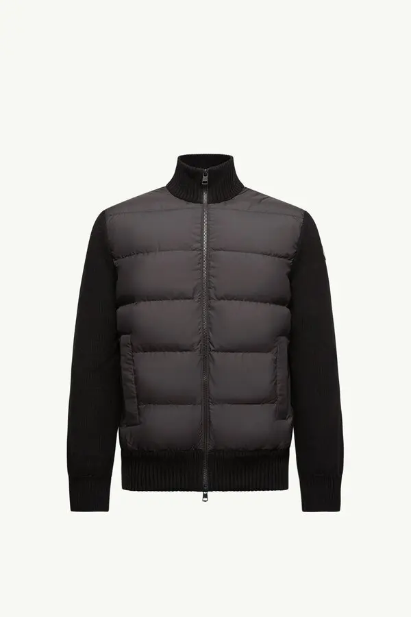 Moncler Padded Wool Zip-up Cardigan - Black