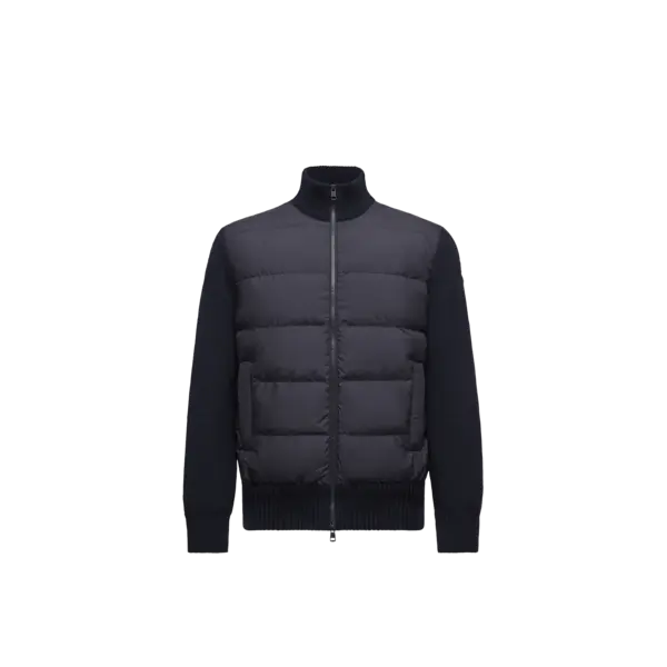 Moncler Padded Wool Zip-up Cardigan - Blue