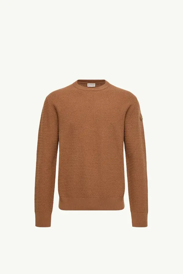 Moncler Textured Cashmere & Wool Crew Neck Sweater