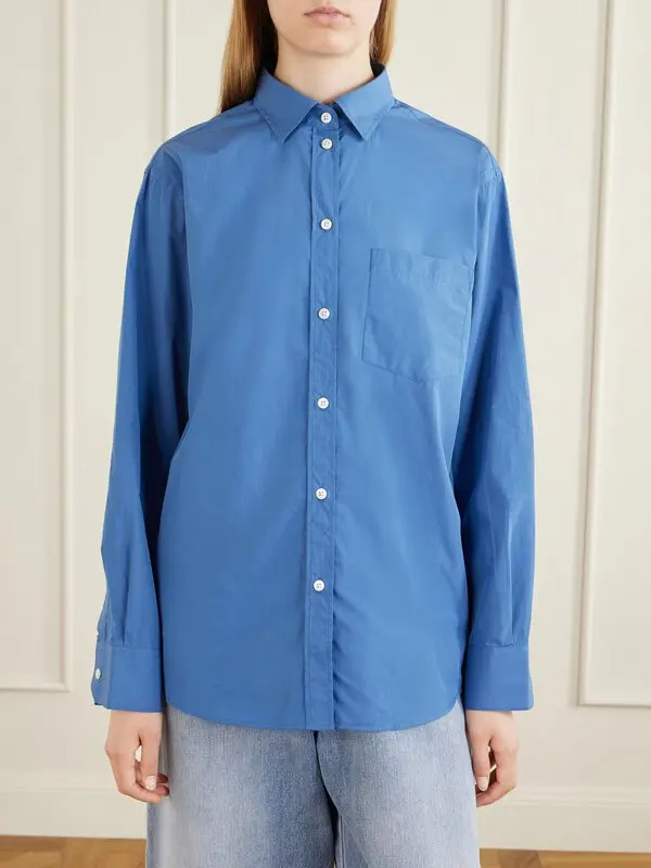 RÓHE Cotton Poplin Shirt - Blue