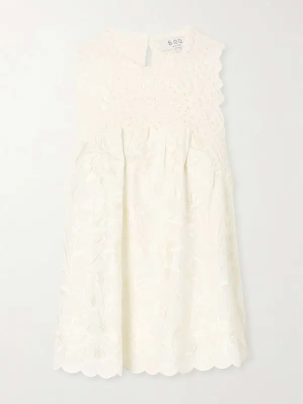 Sea Alina Lace-embroidered Satin Blouse - Cream