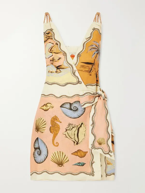 Farm Rio Rio Souvenir Printed Linen Mini Dress - Multi