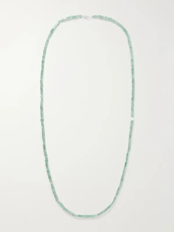 Le Sundial Inès Sterling Silver, Aventurine And Pearl Beaded Necklace - Green