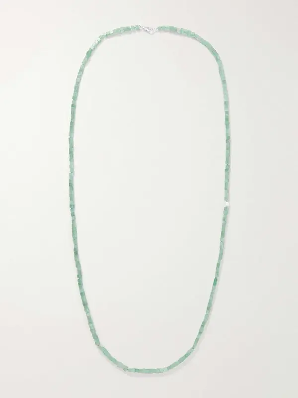 Le Sundial Inès Sterling Silver, Aventurine And Pearl Beaded Necklace - Jade