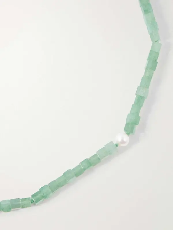 Le Sundial Sterling Silver, Aventurine And Pearl Necklace
