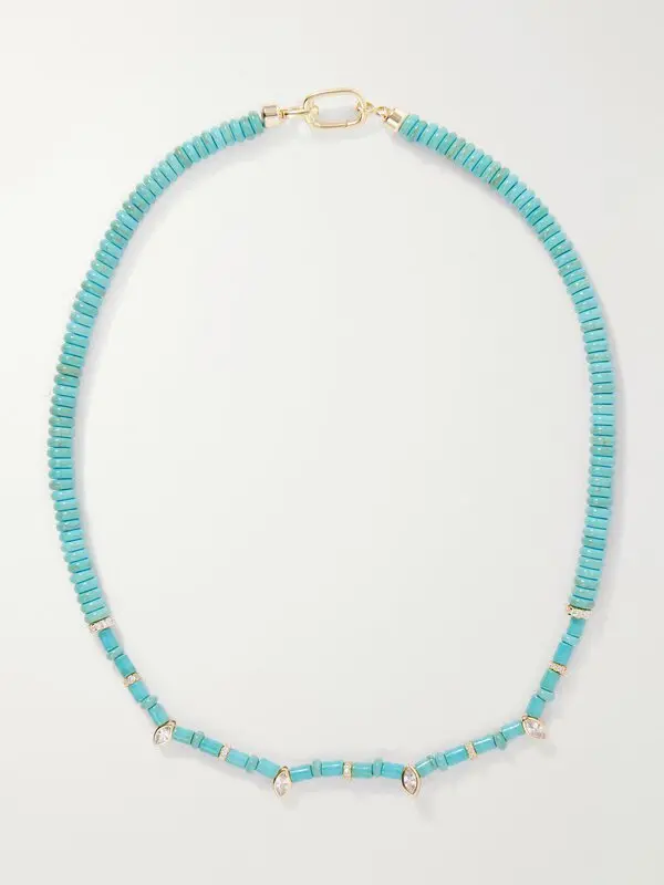 MARTHA CALVO 14-karat Gold-plated Beaded Necklace With And Crystals - Blue
