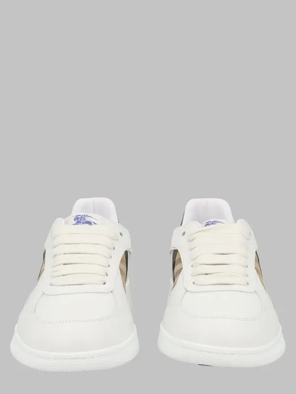 Burberry Calf Leather "terrace" Sneakers With Check Detail - White