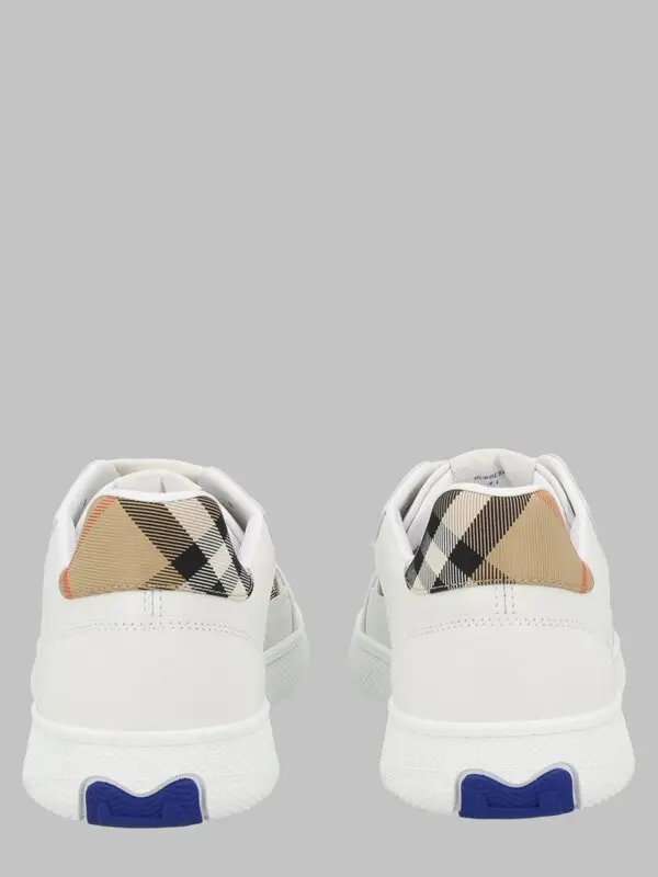 Burberry Calf Leather "terrace" Sneakers With Check Detail - White