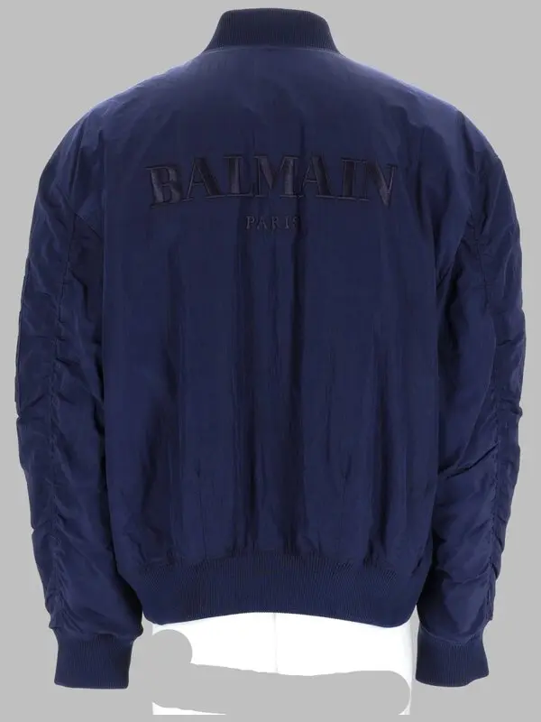 Balmain Embroidered Logo Bomber Jacket - Blue