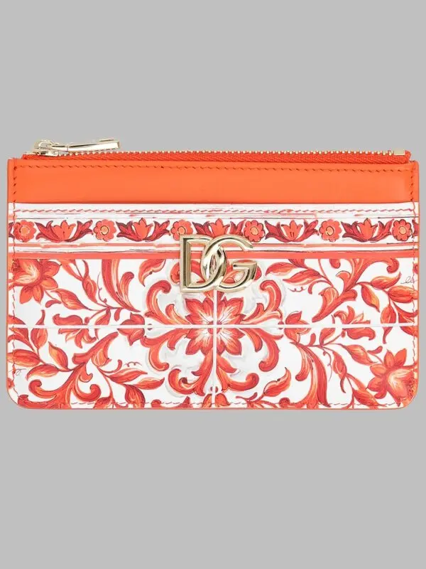 Dolce & Gabbana Portacarte In Vitello Stampa Maiolica - Orange