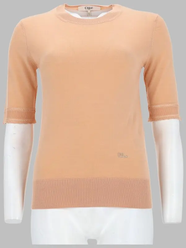 Chloé Short Sleeve Knit Wool Pullover - Pink