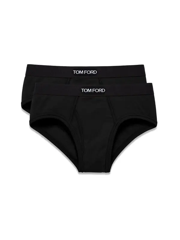 TOM FORD Bi-pack Slip Underwear With Elastic Waistband And Logo Detailing - Black
