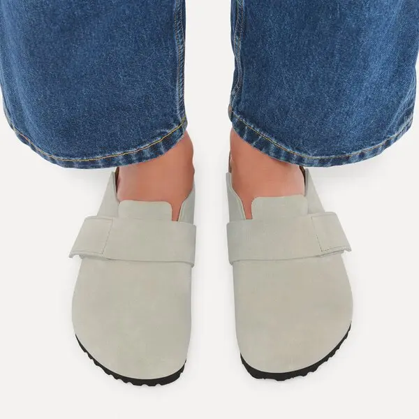 BIRKENSTOCK Loma Suede Leather Clogs - Oyster
