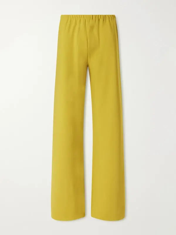 LA LIGNE Colby Recycled Stretch-crepe Wide-leg Pants - Green