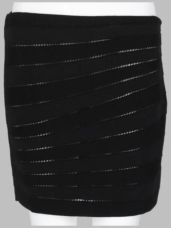 Balmain Mini Gonna In Maglia Flechage - Black