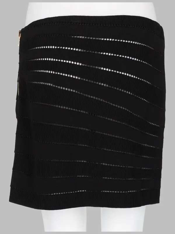 Balmain Mini Knit Skirt With Flechage Detail - Black