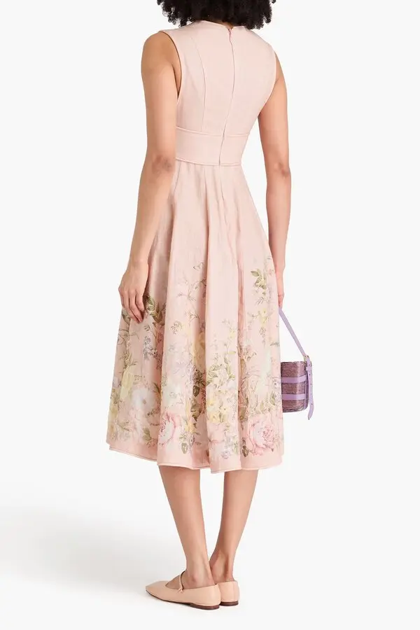 Zimmermann Floral Print Linen Midi Dress