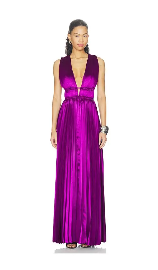 Ulla Johnson Lena Sleeveless Satin Gown In Purple - Amaranth